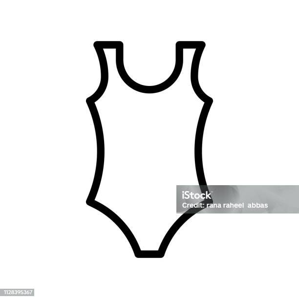 Women Swimsuit Vector Illustration Line Style Icon Stock Illustration