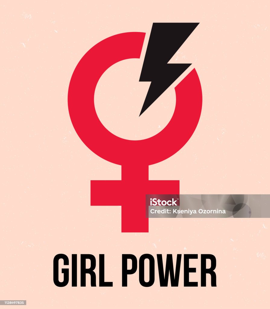 Poster With Female Gender Symbol And Motivational Text Girl Power Stock