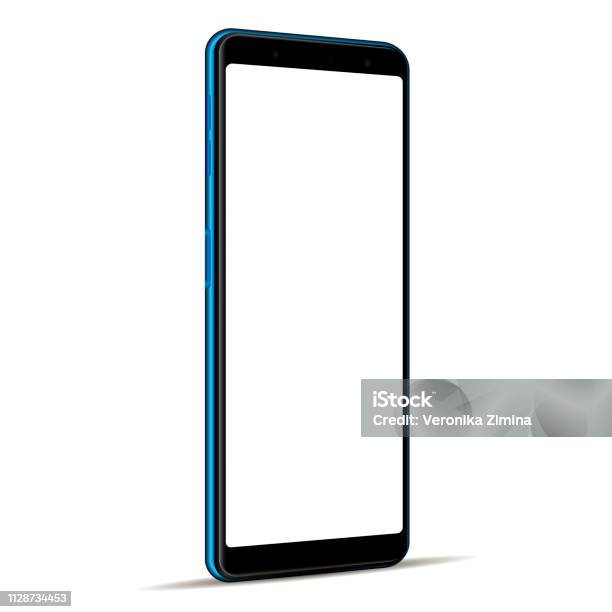 Mock Up Smartphone Modern Dengan Layar Kosong 3 4 Tampilan Perspektif