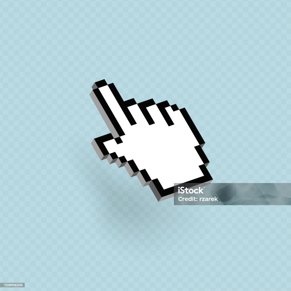 Vector Mouse Icon Cursor Pointer In Three Dimensions With Shadow On