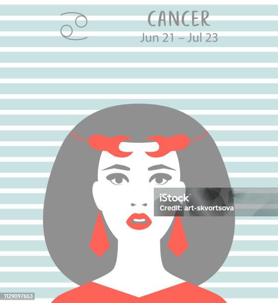 Ilustración De Signo Del Zodiaco Cáncer Ilustración De Vector De Chica