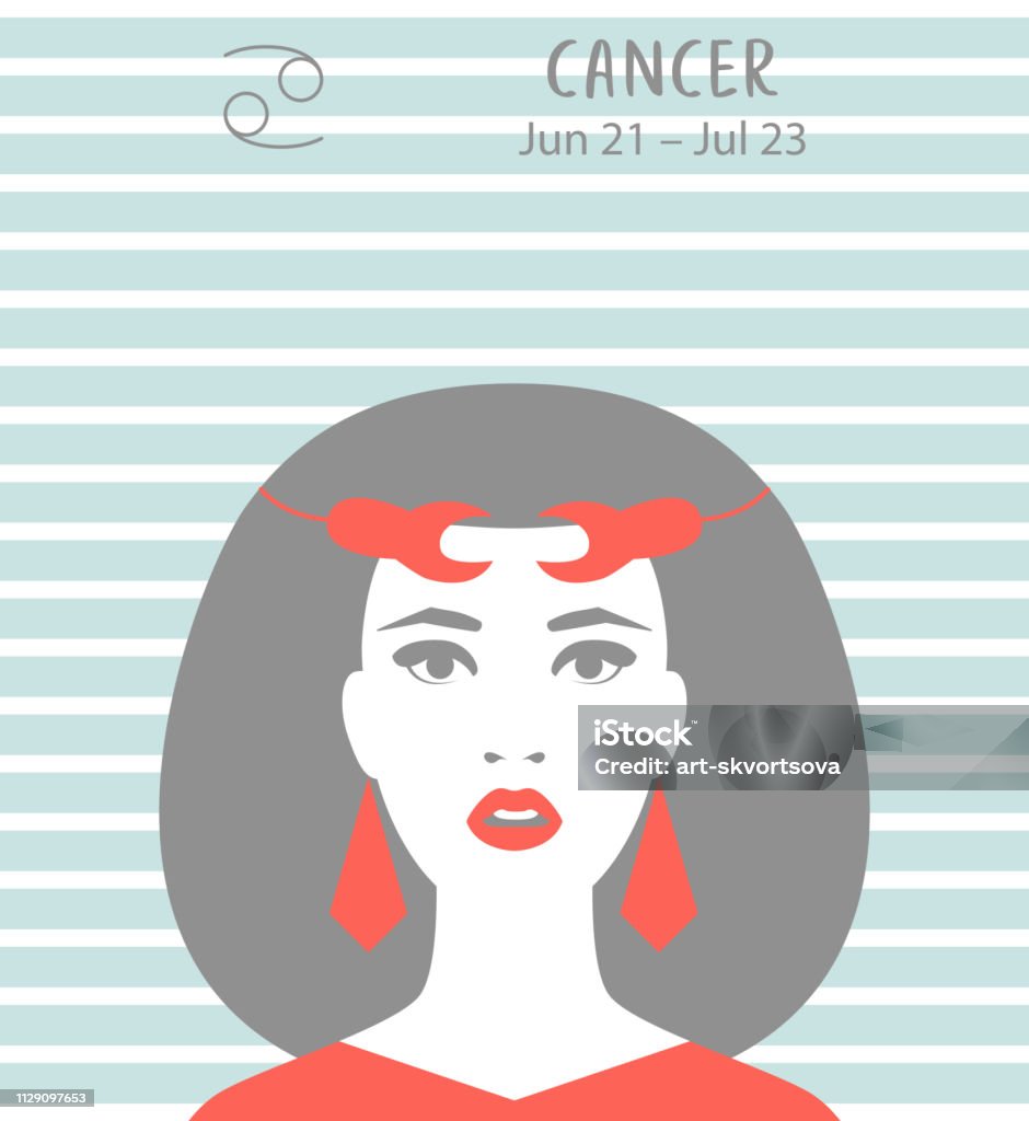 Vetores De Signo De Câncer Ilustração Do Vetor De Menina Perfil De