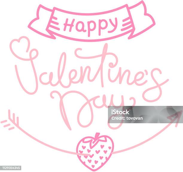 Konsep Selamat Hari Valentine Spanduk Vektor Dengan Elemen Linear