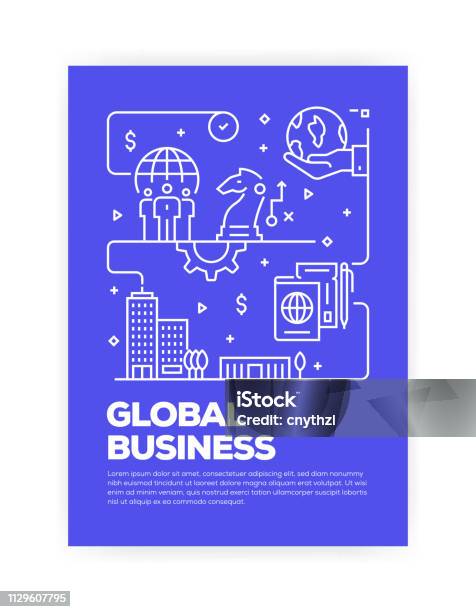 Desain Sampul Gaya Garis Konsep Bisnis Global Untuk Laporan Tahunan