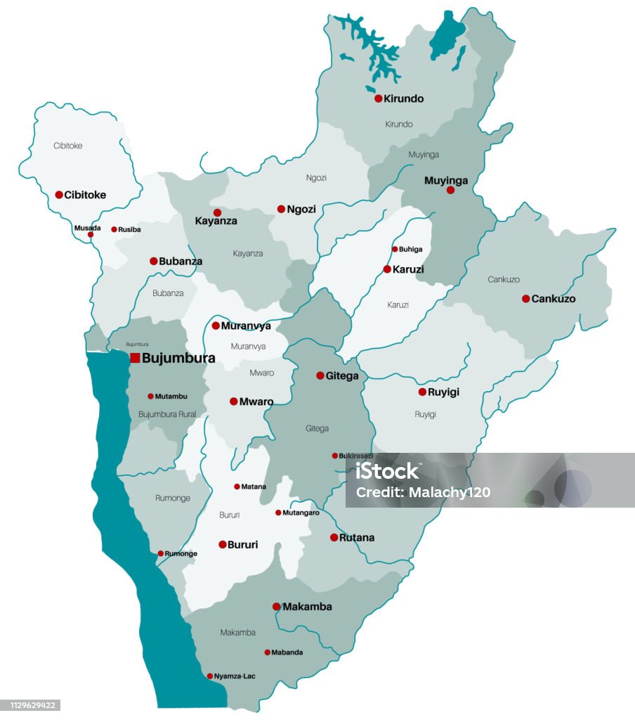 Detailed Map Of Burundi Stock Illustration Download Image Now
