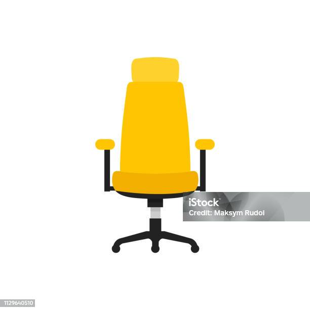 Ikon Vektor Desain Datar Kursi Kantor Terisolasi Di Atas Putih