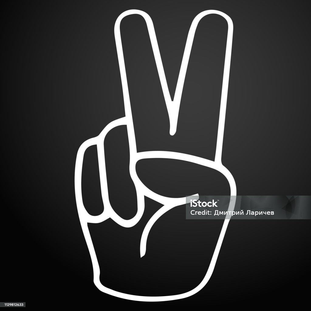 Symbole De Victoire De Geste De Main Sur Un Fond Sombre Vecteurs Libres