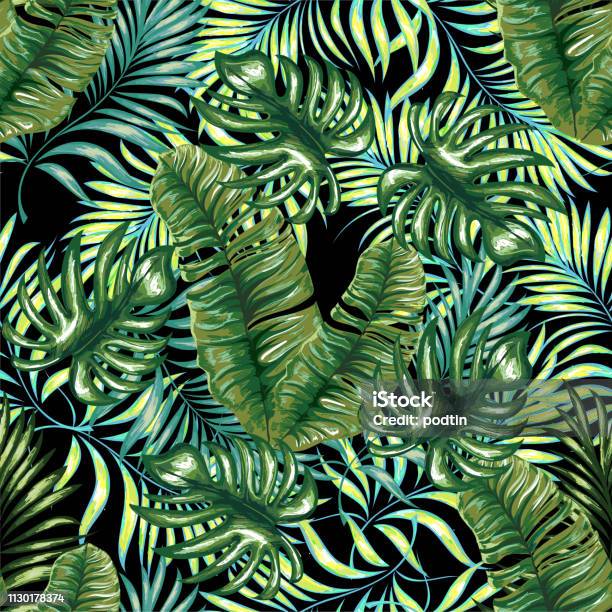 Pola Mulus Pohon Palem Tropis Daun Hutan Pola Bunga Vektor Ilustrasi ... Pola Mulus Pohon Palem Tropis Daun Hutan Pola Bunga Vektor Ilustrasi ...