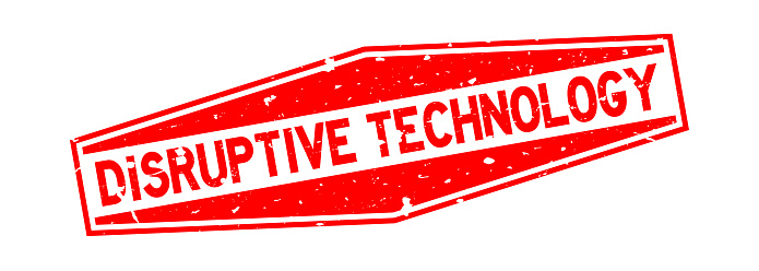 Grunge Red Disruptive Technology Word Hexagon Rubber Seal Stamp On