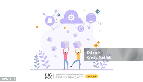 Big Data Dan Analisis Memproses Konsep Halaman Arahan Template Layanan