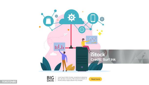 Big Data Dan Analisis Memproses Konsep Halaman Arahan Template Layanan