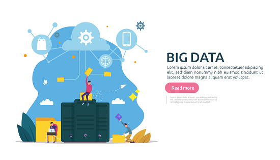 Big Data Dan Analisis Memproses Konsep Halaman Arahan Template Layanan