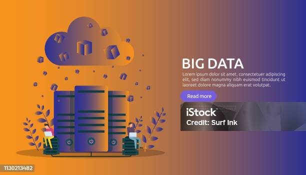 Big Data Dan Analisis Memproses Konsep Halaman Arahan Template Layanan