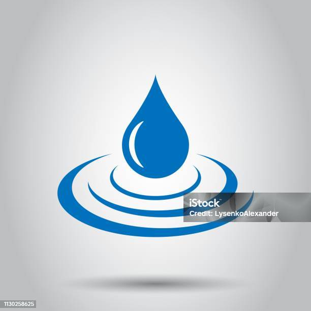 Ikon Tetesan Air Dalam Gaya Datar Ilustrasi Vektor Raindrop Pada Latar