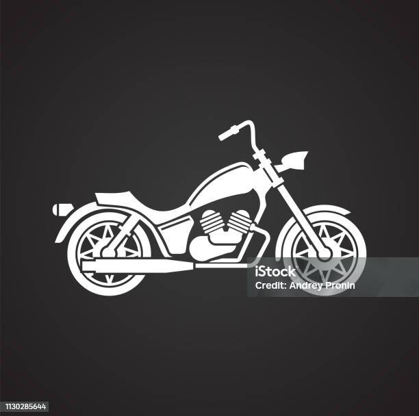 Icône De Moto Classique Sur Fond Noir Pour Graphisme Et Webdesign