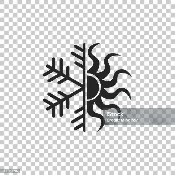 Symbole De Chaud Et Froid Soleil Et Flocon De Neige Icône Isolé Sur