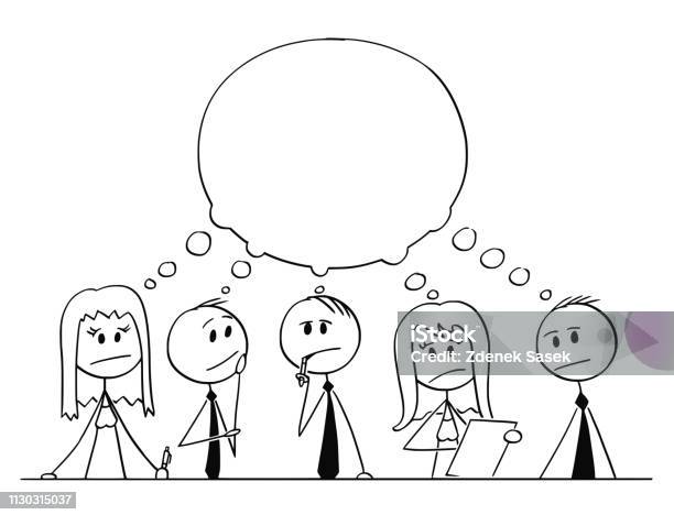 Kartun Tim Pebisnis Saat Brainstorming Ilustrasi Stok Unduh Gambar