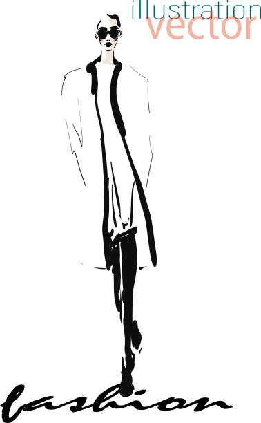 260 Pretty Young Female Model Walking Drawing Stock Illustrations