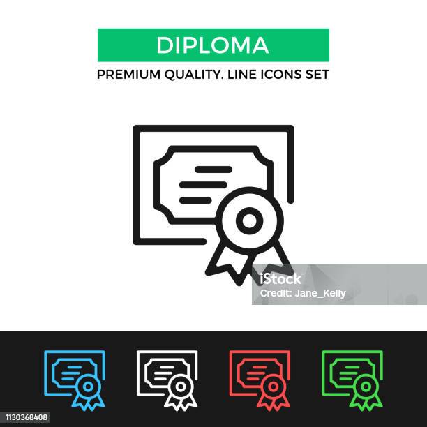 Ikon Garis Diploma Tanda Konsep Ilustrasi Vektor Kerangka Simbol Linear