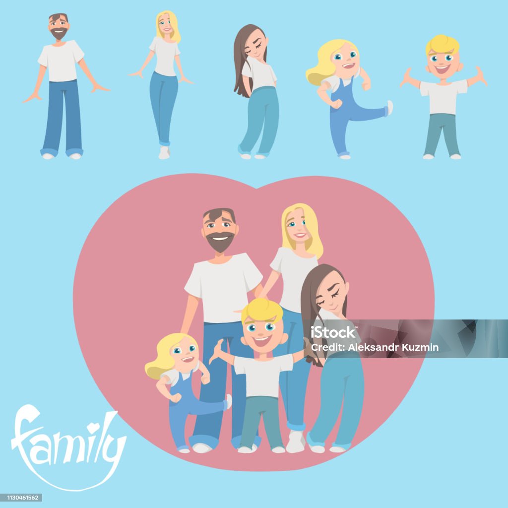 Glückliche Junge Familie Vater Mutter Sohn Und 2 Töchter Zusammen ... Glückliche Junge Familie Vater Mutter Sohn Und 2 Töchter Zusammen ...