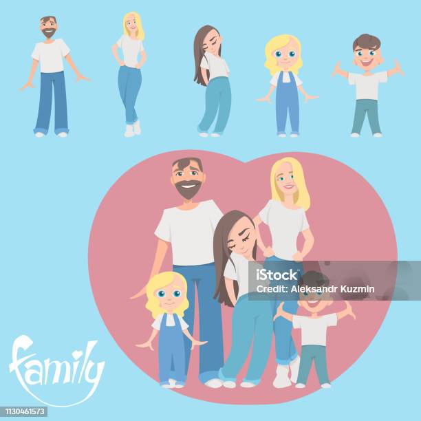 Glückliche Junge Familie Vater Mutter Sohn Und 2 Töchter Zusammen ... Glückliche Junge Familie Vater Mutter Sohn Und 2 Töchter Zusammen ...