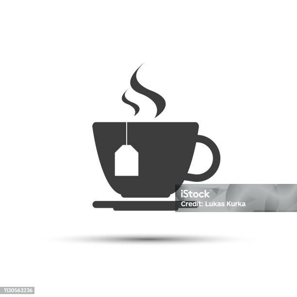 Einfache Moderne Graue Tasse Tee Vektor Icon Isoliert Auf Weißem