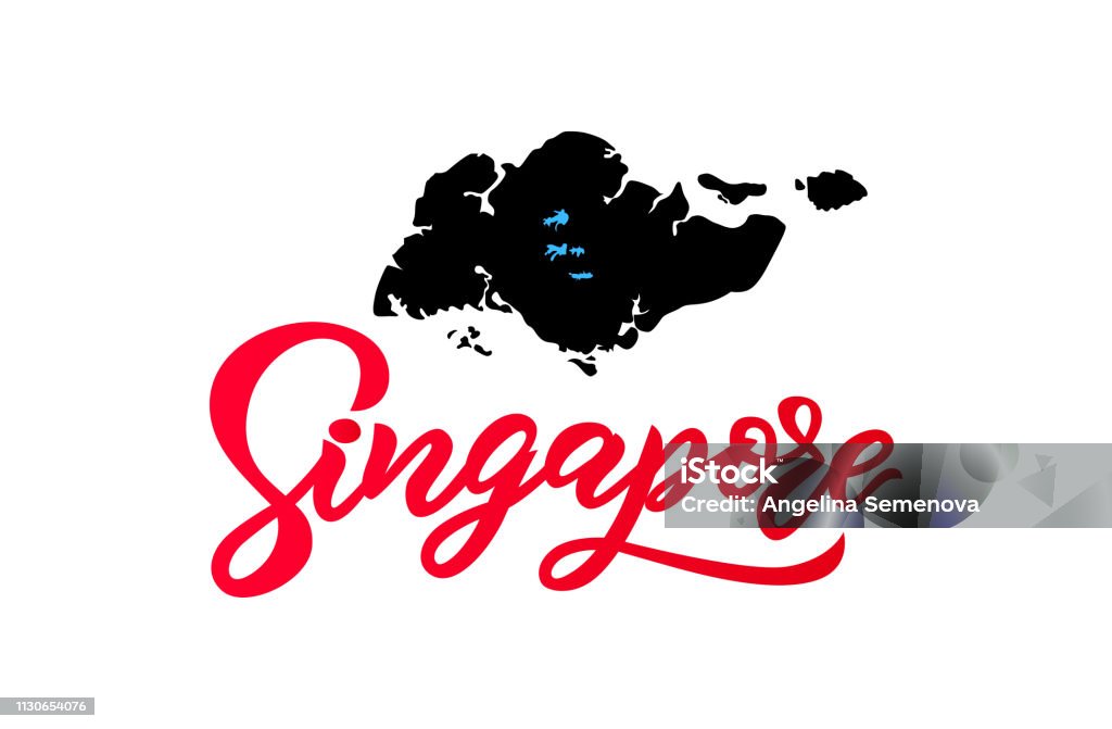 Tangan Huruf Modern Kaligrafi Singapura Teks Dengan Peta Siluet Warna ... Tangan Huruf Modern Kaligrafi Singapura Teks Dengan Peta Siluet Warna ...