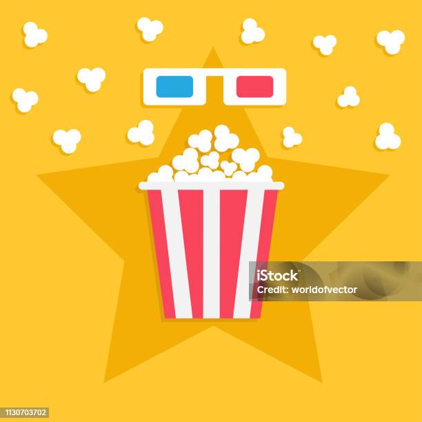 Kertas 3d Kacamata Biru Merah Dan Kotak Popcorn Besar Bermunculan Ikon ... Kertas 3d Kacamata Biru Merah Dan Kotak Popcorn Besar Bermunculan Ikon ...