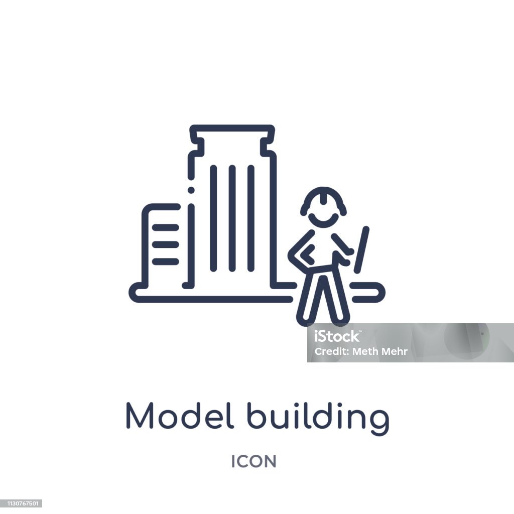 Vetores De Ícone Modelo Linear Do Edifício Da Atividade E Da Coleção Do
