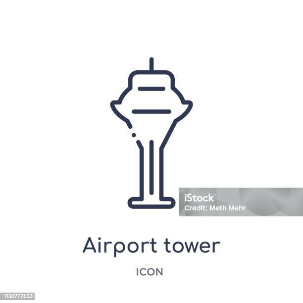 Lineair Airport Tower Icoon Van Airport Terminal Outline Collection