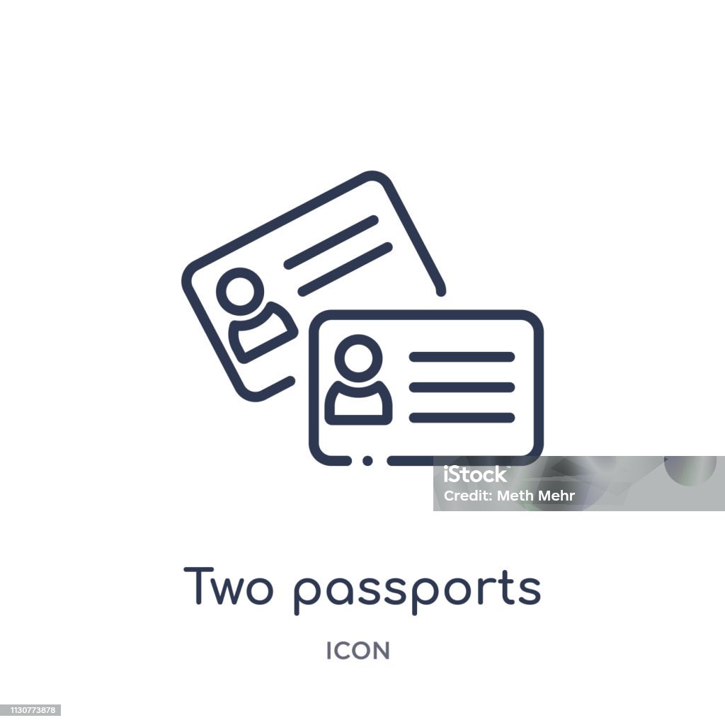 Vetores De Ícone Linear De Dois Passaportes Da Coleção Do Esboço Do