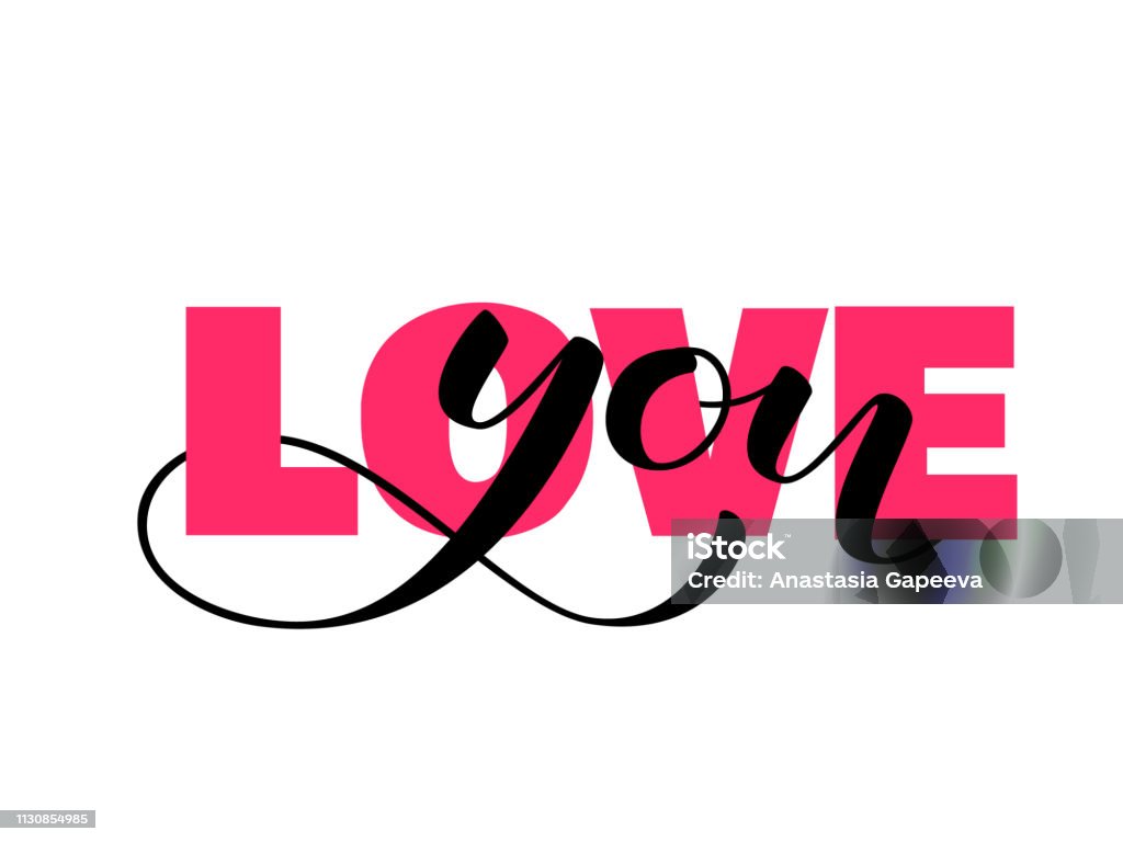 Ilustración De Te Amo Las Letras De Pincel Diseño De Texto Solapado Ilustración Vectorial Para