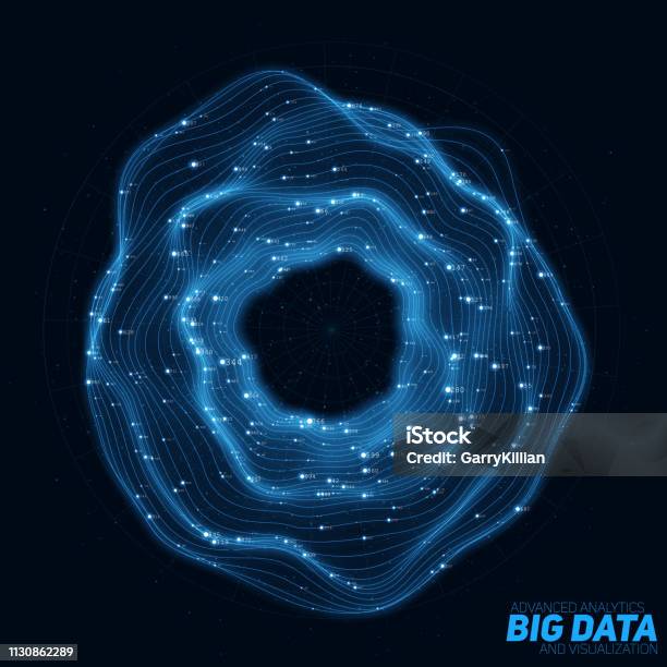 Visualisasi Melingkar Big Blue Data Infografis Futuristik Desain