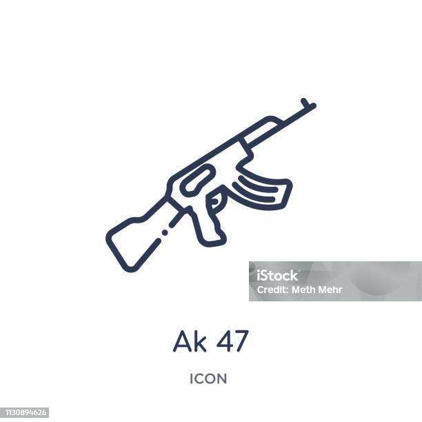 Linéaire Ak 47 Icône De Larmée Et De La Guerre Contour Collection Thin