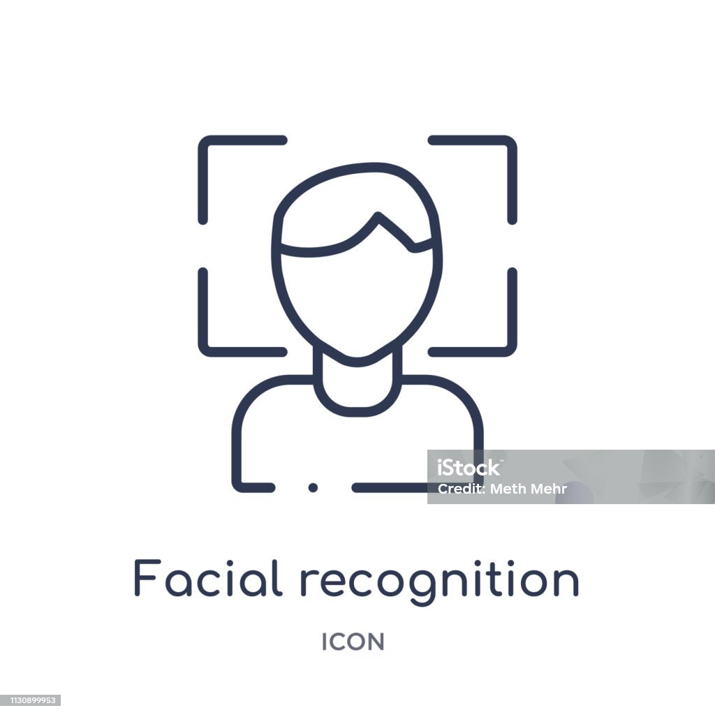 Icône De Reconnaissance Faciale Linéaire De La Collection De Contour