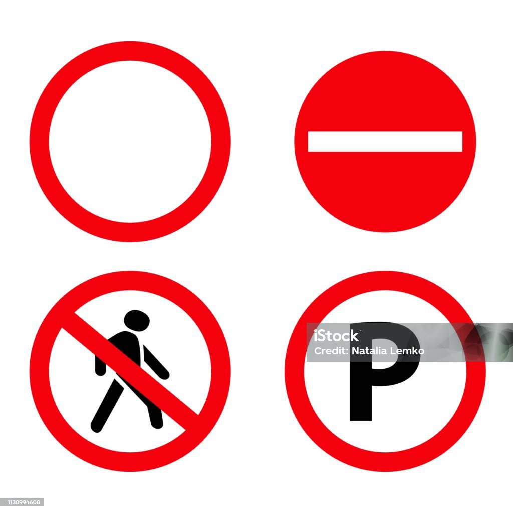Ensemble Dicônes De Signalisation Dinterdiction De Route Darrêt