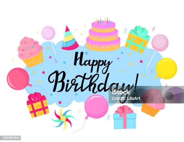 Selamat Ulang Tahun Kartu Ucapan Dengan Permen Dan Hadiah Ilustrasi ... Selamat Ulang Tahun Kartu Ucapan Dengan Permen Dan Hadiah Ilustrasi ...