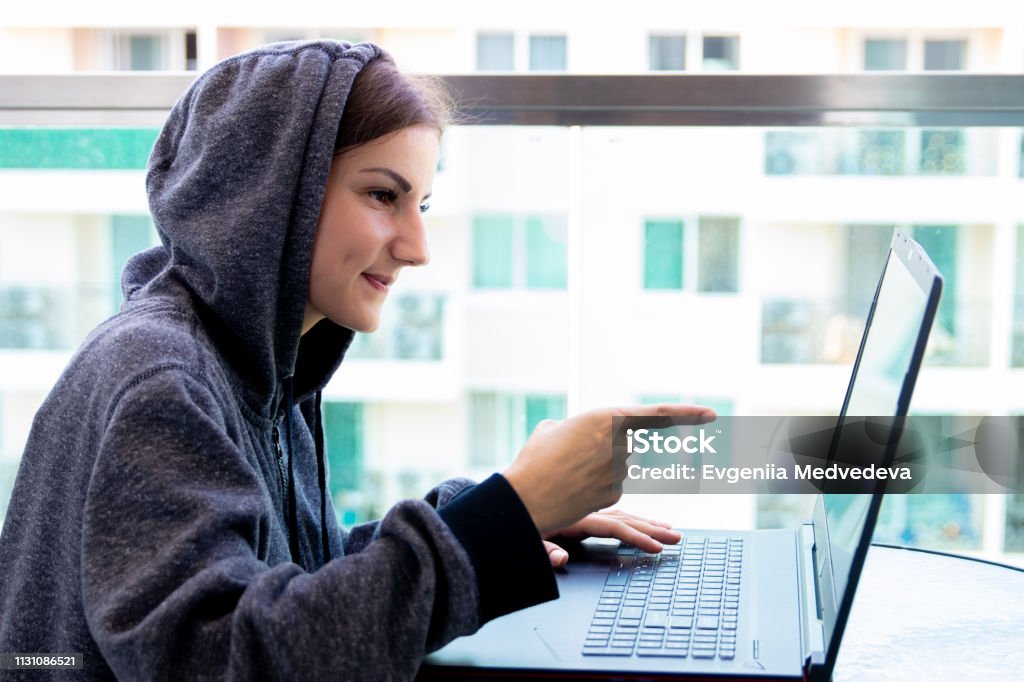 Woman Hacker Programmer Is Working On Computer In Cyber Security Center Filled With Display