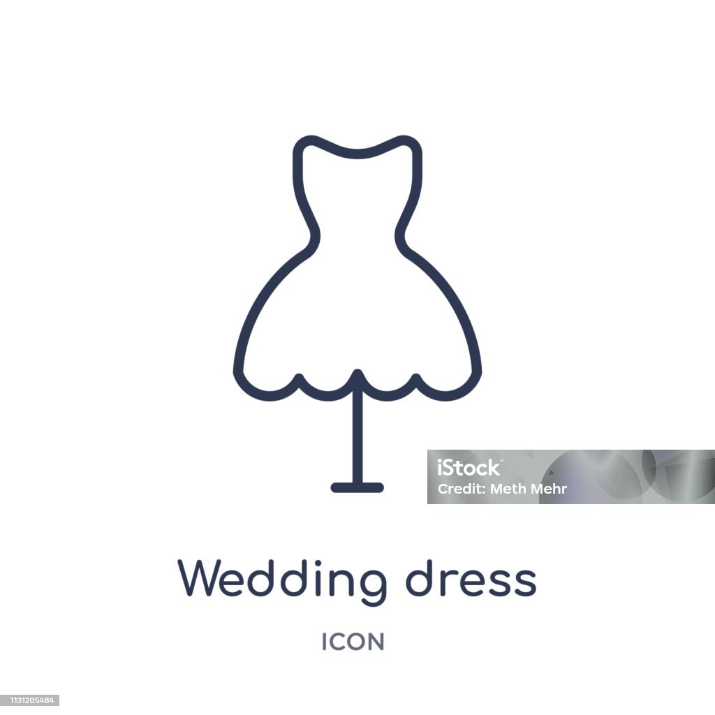 Ikon Gaun Pengantin Linear Dari Koleksi Garis Besar Pesta Ulang Tahun