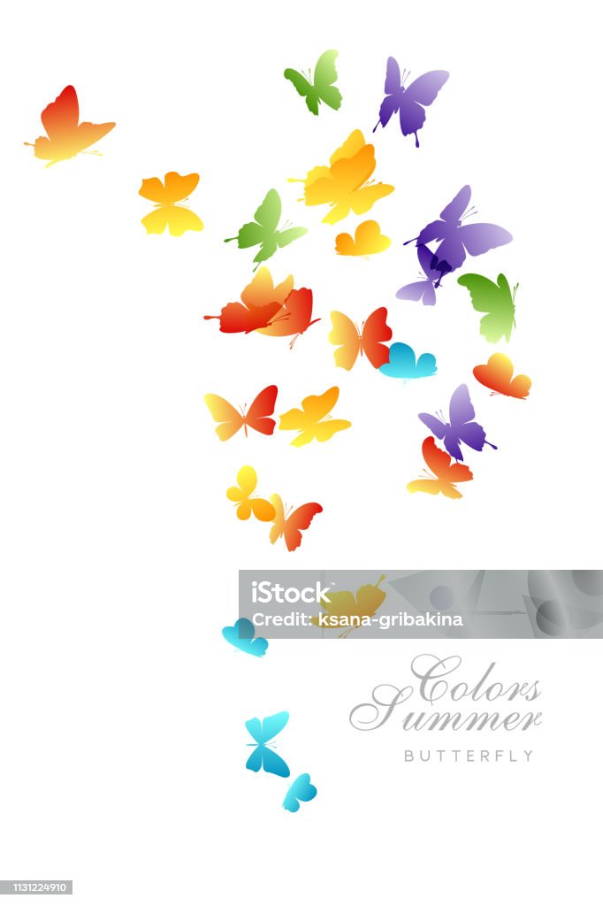 Flying Butterflies Vector Decoration Element Stock Illustration