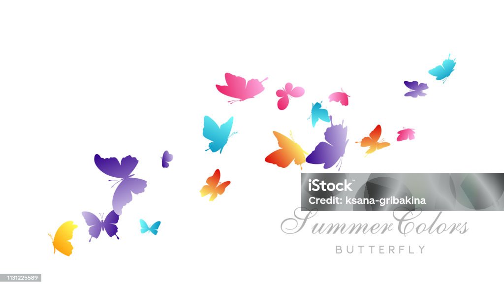 Flying Butterflies Vector Decoration Element Stock Illustration