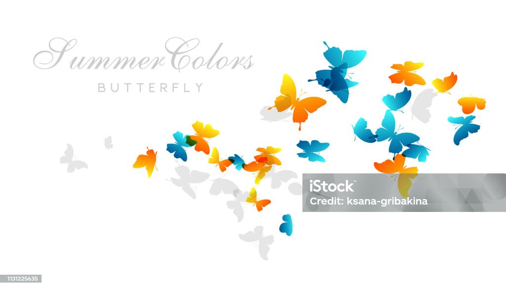 Flying Butterflies Vector Decoration Element Stock Illustration