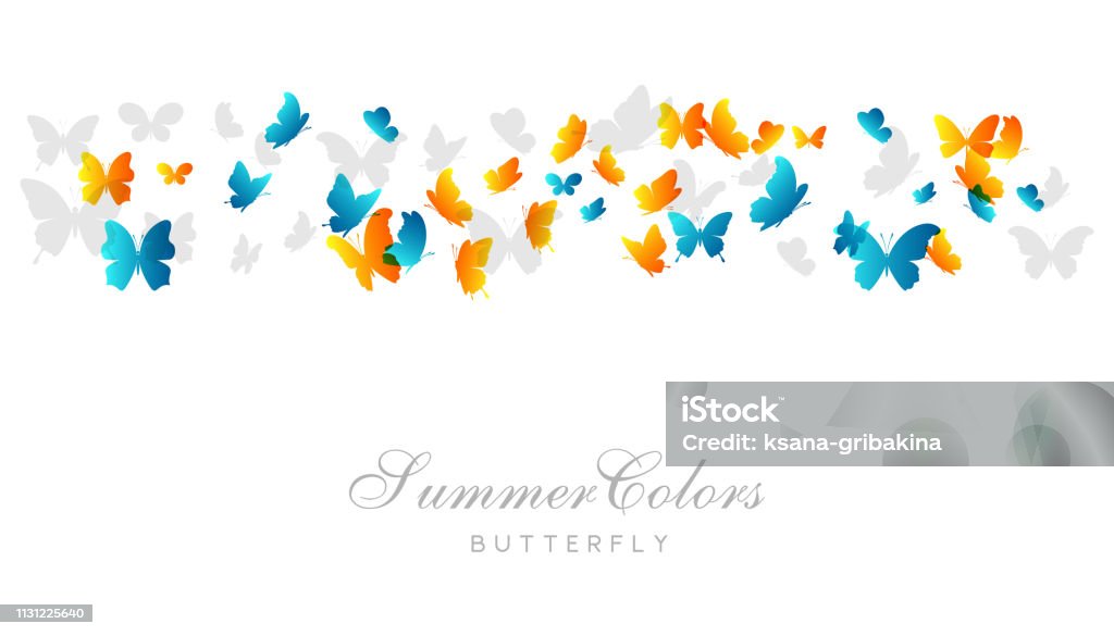 Flying Butterflies Vector Decoration Element Stock Illustration