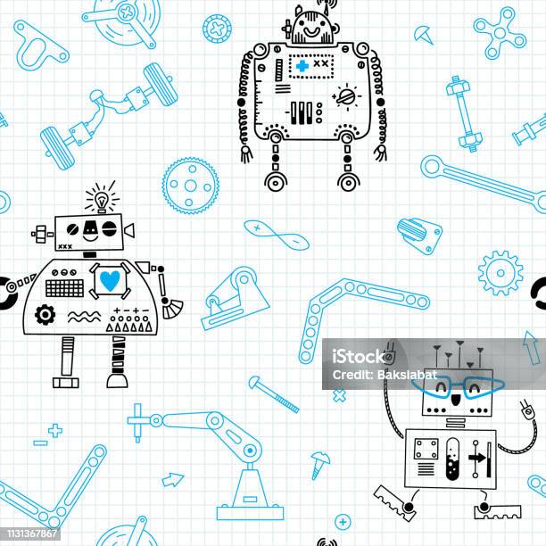 Pola Mulus Dengan Robot Dan Detail Untuk Robotika Konstruksi Ilustrasi ... Pola Mulus Dengan Robot Dan Detail Untuk Robotika Konstruksi Ilustrasi ...