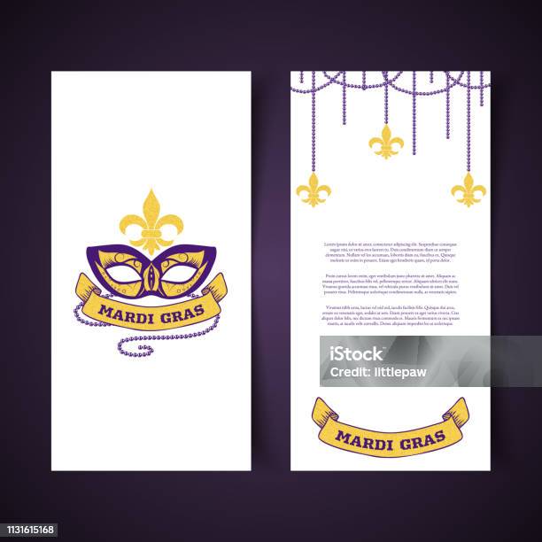 Spanduk Dekoratif Mardi Gras Dengan Topeng Karnaval Simbol Tradisional