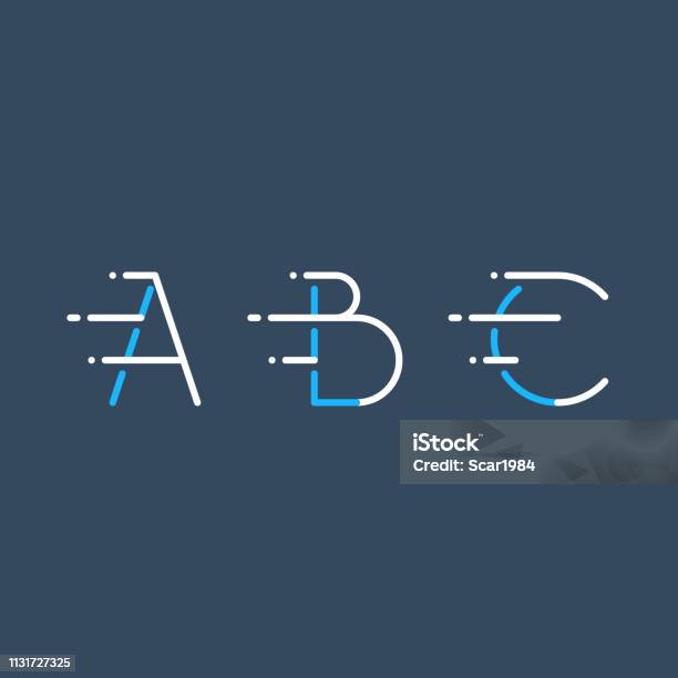 Dynamic Letters A B And C In Motion Decorative Type Rapid Service Stock