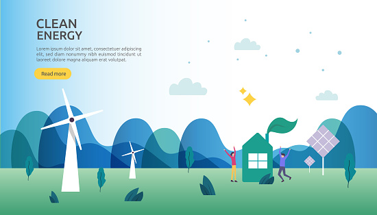 Green Clean Energy Sources Renewable Electric Sun Solar Panel And Wind