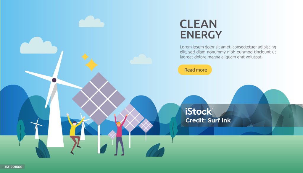 Green Clean Energy Sources Renewable Electric Sun Solar Panel And Wind