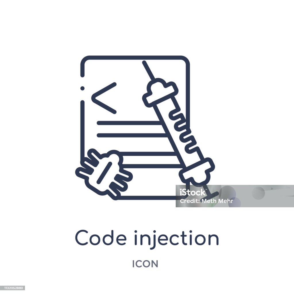 Linear Code Injection Icon From Cyber Outline Collection Thin Line Code Injection Vector