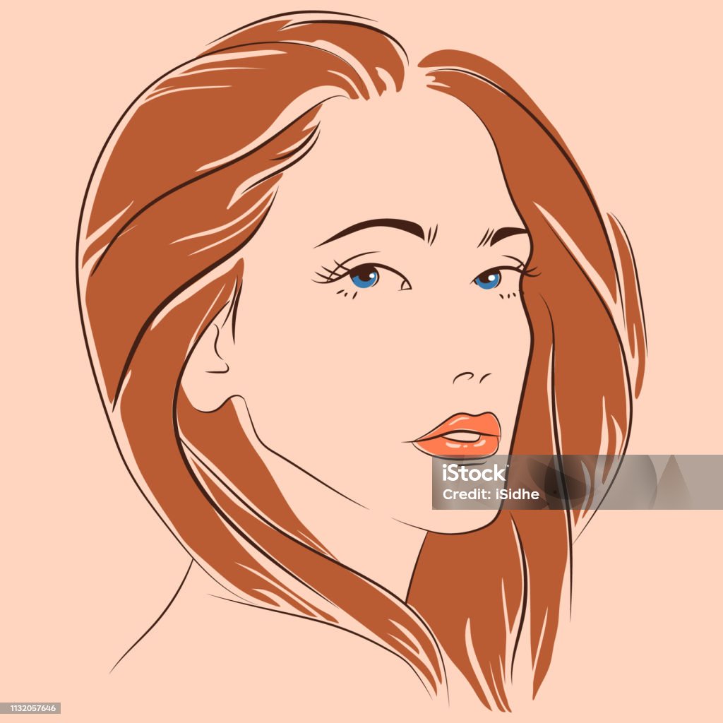 Vector Illustration Beautiful Woman Face Stock Illustration Download